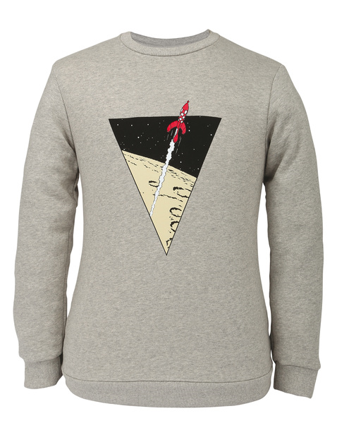 Sweatshirt Tintin "Rocket in triangle" light grey - Accueil | BOUTI...